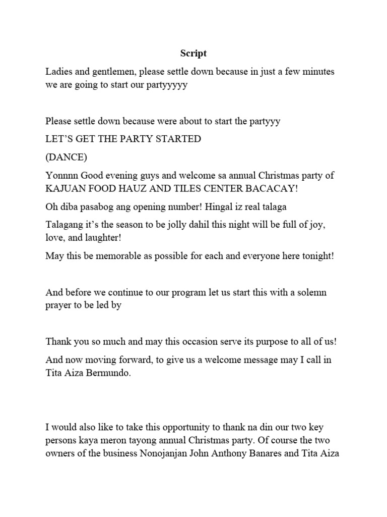 Christmas Party Script | PDF | Christmas