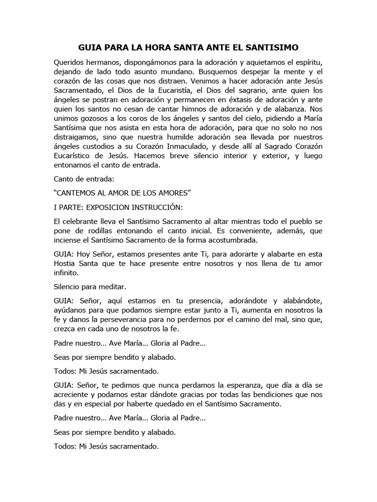 Guia para La Hora Santa Ante El Santisimo | PDF | eucaristía | María, madre de Jesús