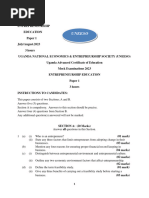 s.6 Entrepreneurship Paper 1 Revision Questions (Past Papers) | PDF ...