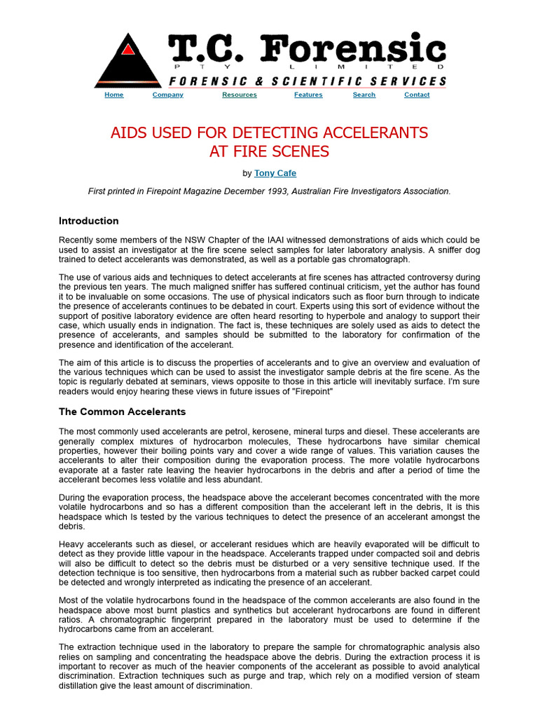 Fire Scene Accelerant Detection | PDF | Odor | Fires