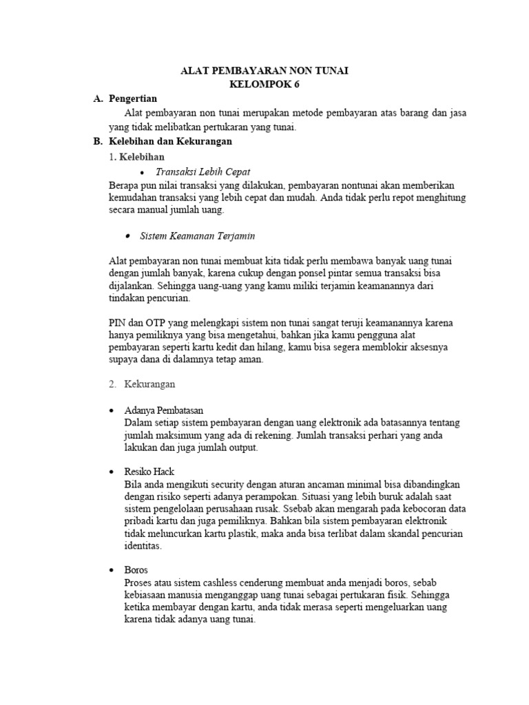 ALAT PEMBAYARAN NON TUNAI Kel 6 | PDF
