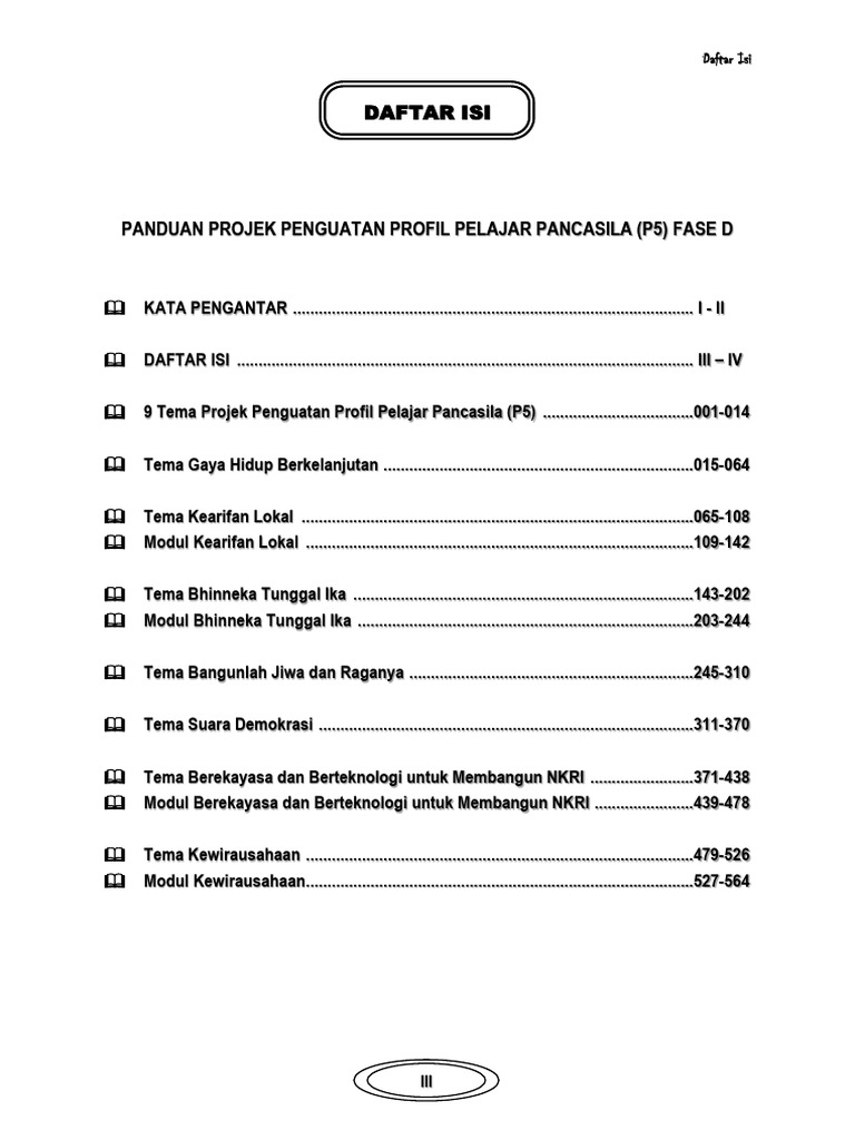 3 - Daftar Isi Tema P5 | PDF