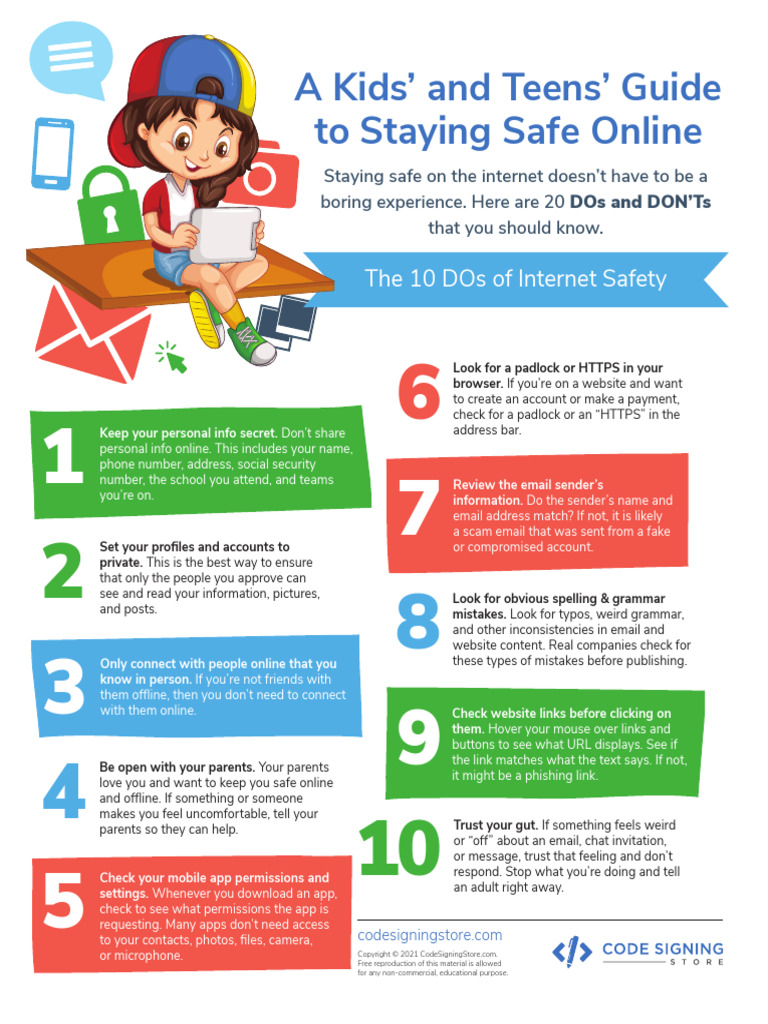 Dos Donts of Internet Safety For Kids - Final | PDF | Online And ...