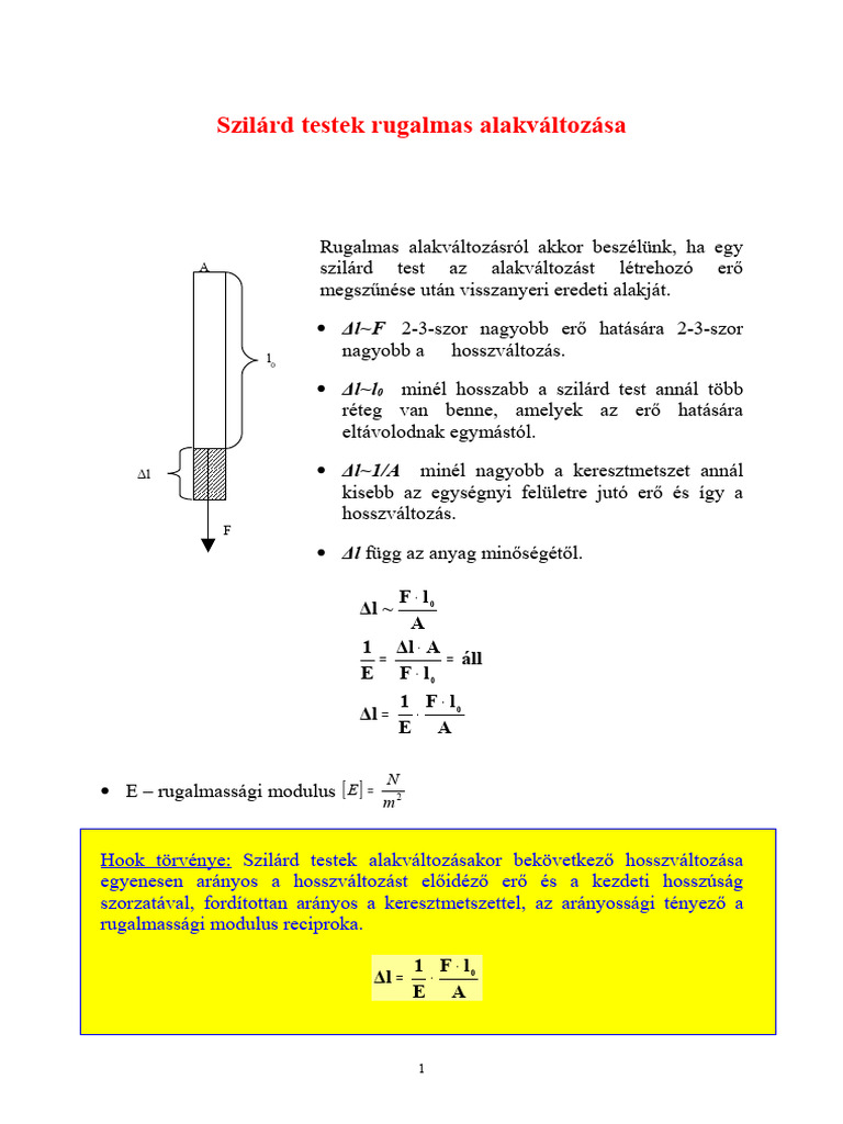 Szilard Testek Rugalmas Alakvaltozasa | PDF