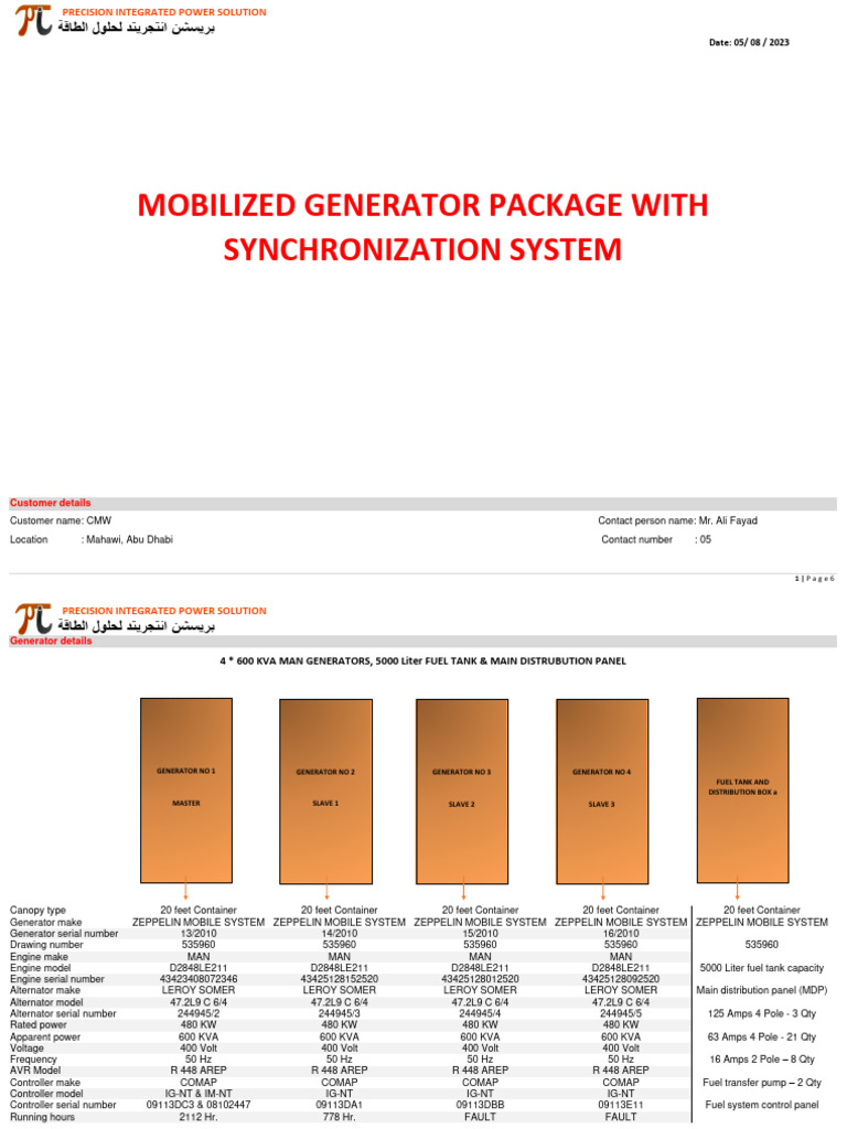 Mobilized Generator Package With Synchronization System | PDF | Electric Generator | Switch