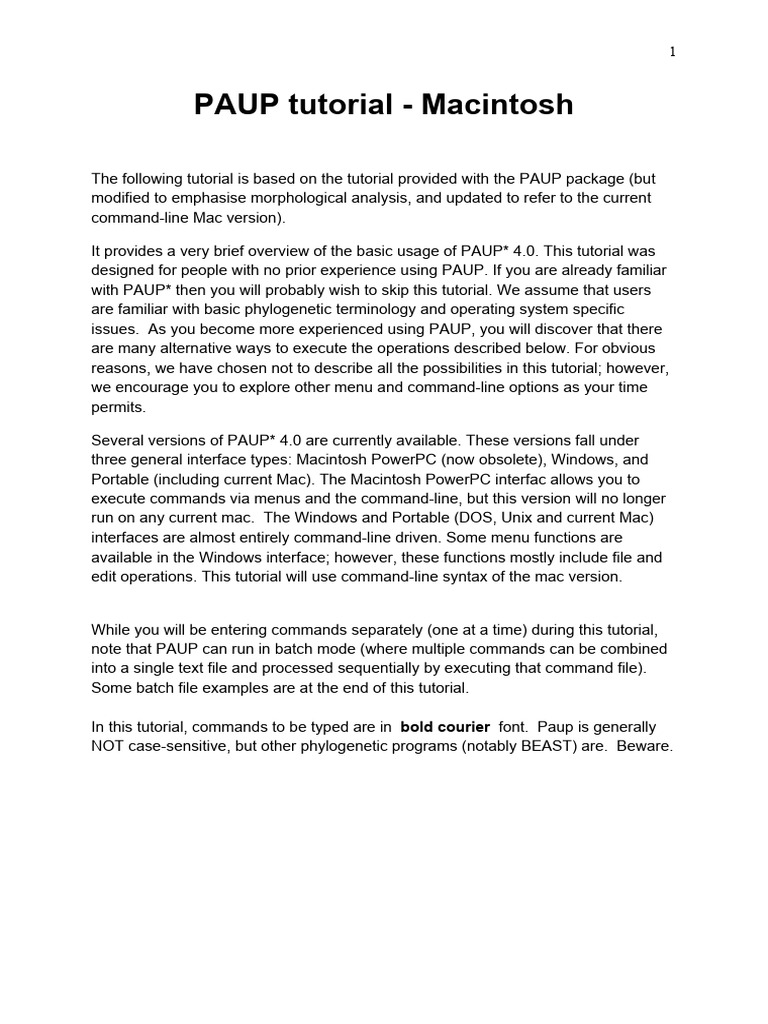 PAUP Tutorial | PDF