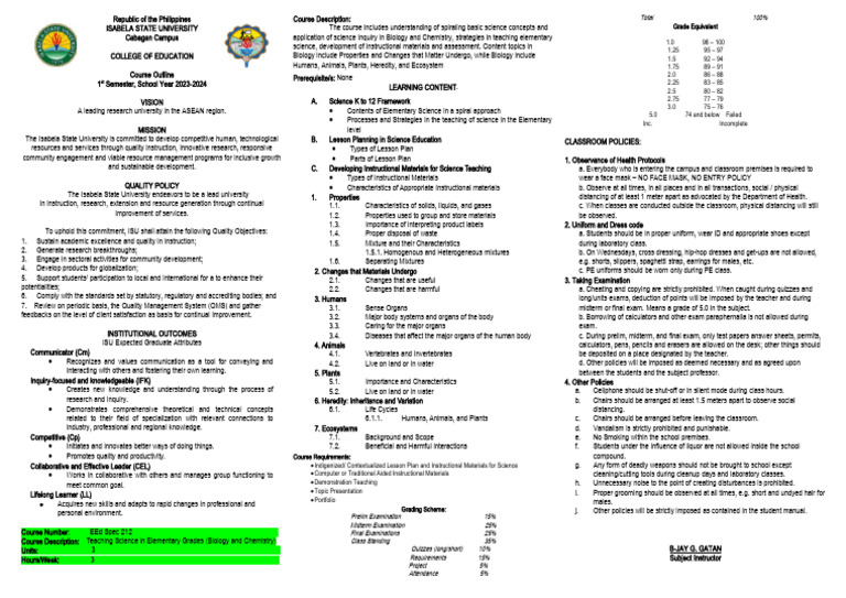 Course Outline | Download Free PDF | Science | Science Education