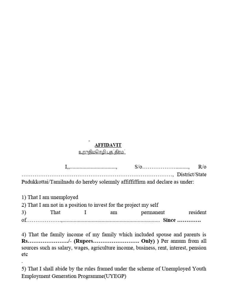 UYEGP Loan Affidavit | PDF