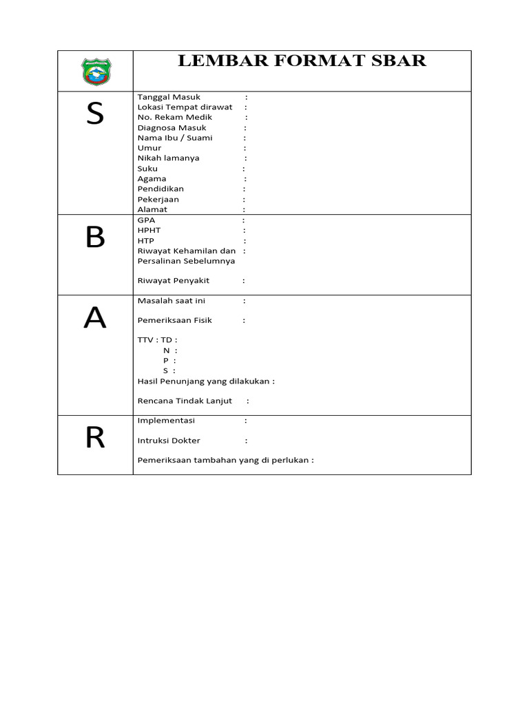 Lembar Format Sbar | PDF