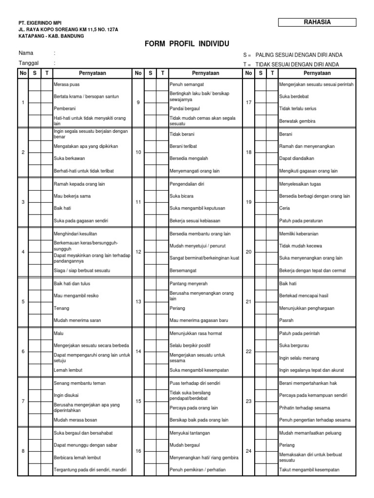 Lembar Jawaban DISC | PDF