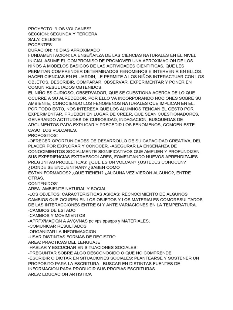 Proyecto - Los Volcanes | PDF | Enseñando | Volcán