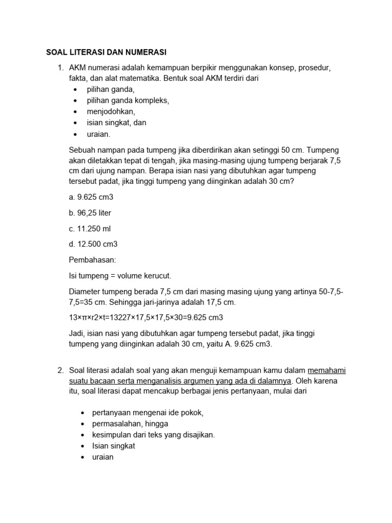 Soal Literasi Dan Numerasi | PDF