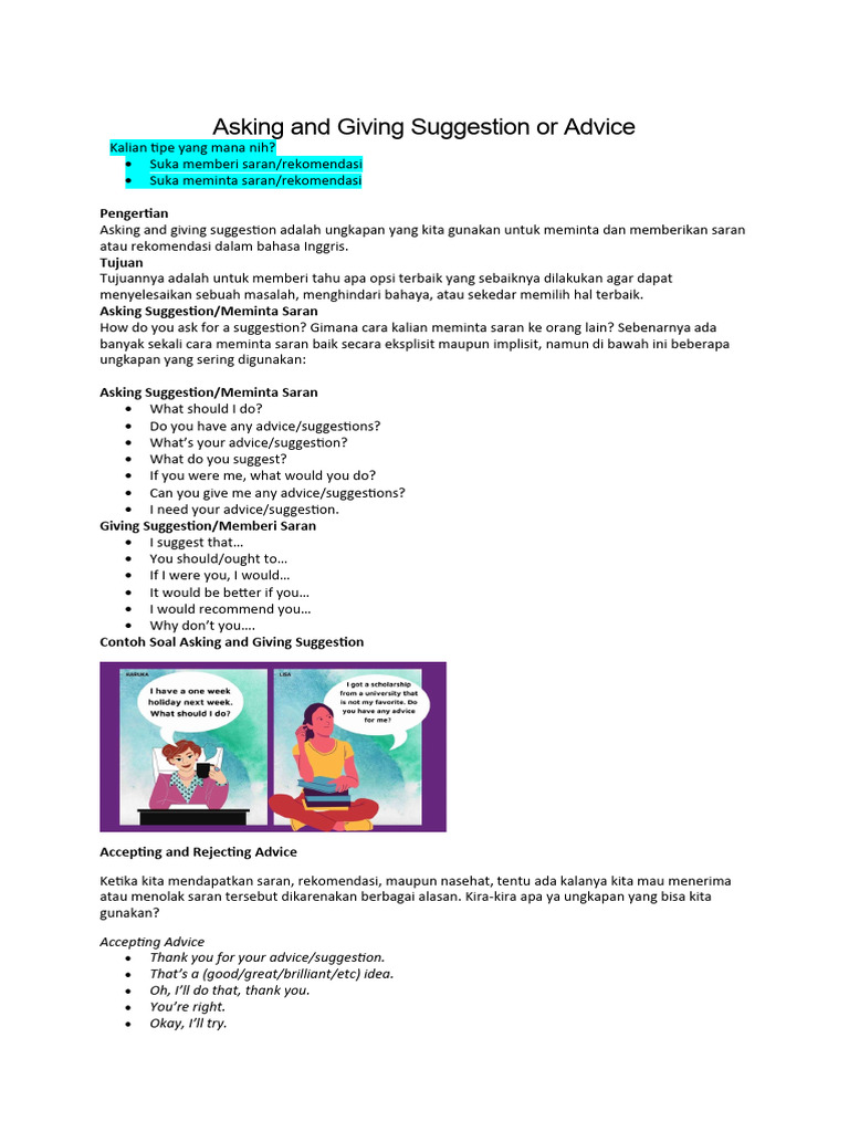 Asking and Giving Suggestion or Advice | PDF