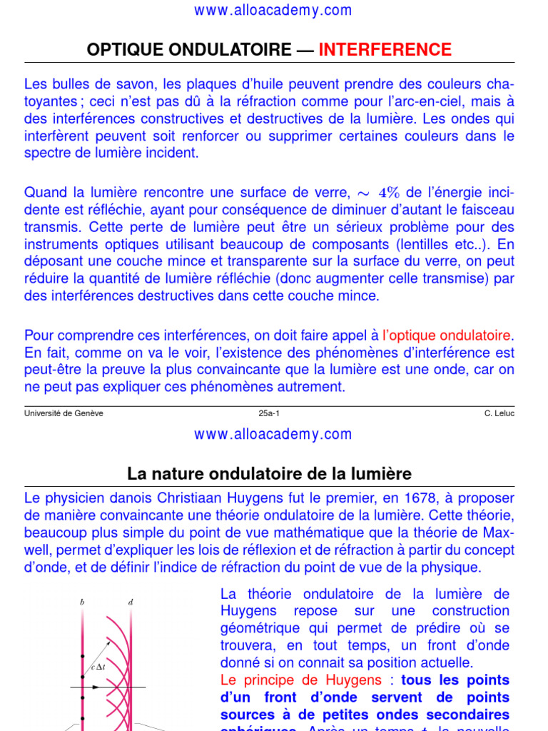 Résumé 02 Optique - Ondulatoire | PDF