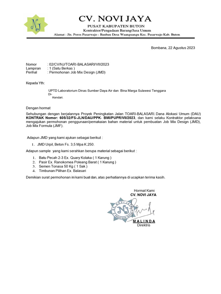 Permohonan JMD Toari-Balasari-2 | PDF