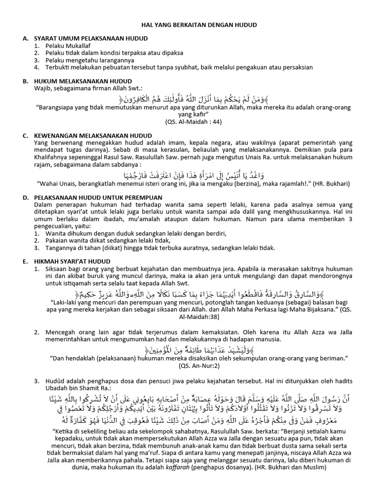 Hudud, Jinayat Dan Ta'zir | PDF