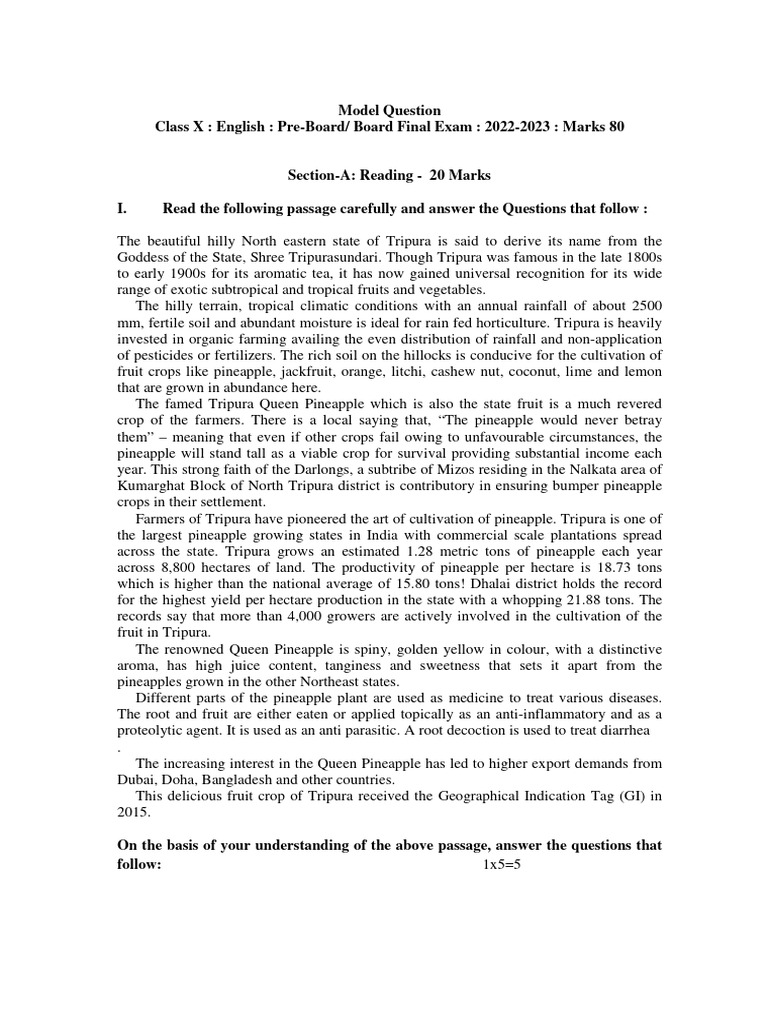 Class X Model Question English | PDF | Science & Mathematics