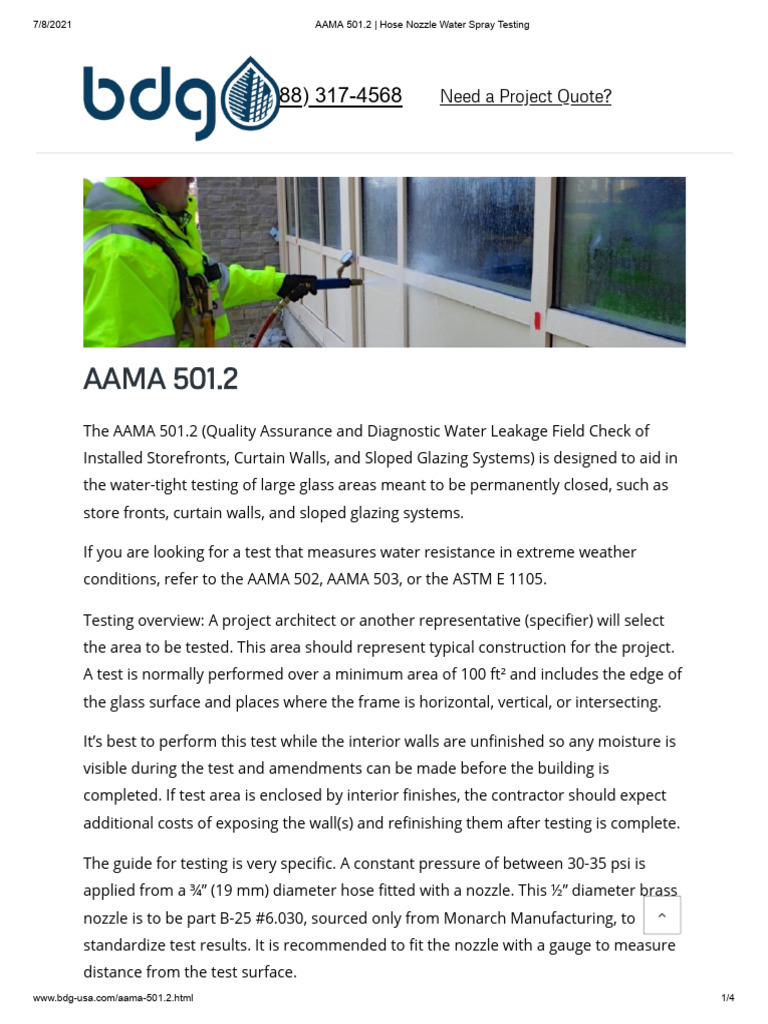 AAMA 501.2 - Hose Nozzle Water Spray Testing | PDF | Materials ...