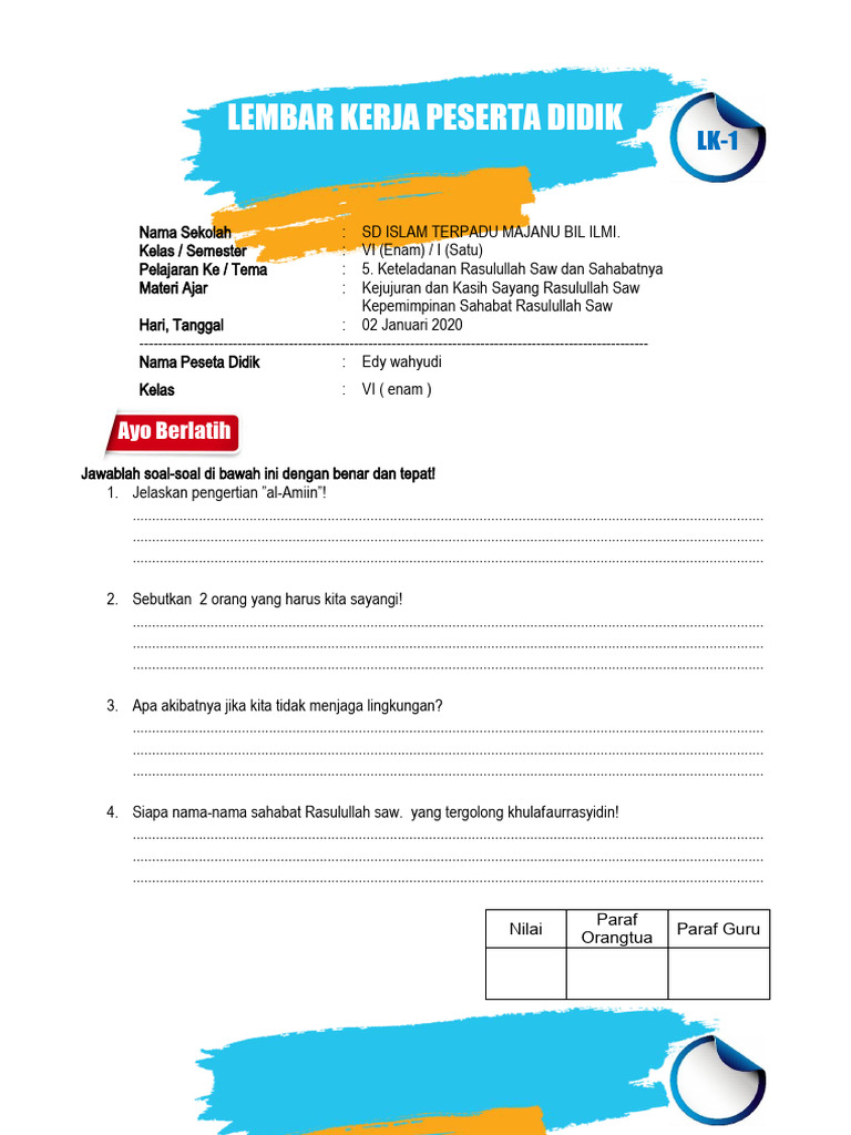 LKPD KLS 6 Pelajaran 5 | PDF