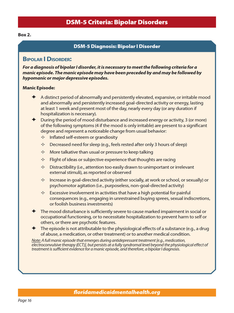 DSM-5 Criteria for Bipolar Disorders | PDF | Bipolar Disorder | Mania