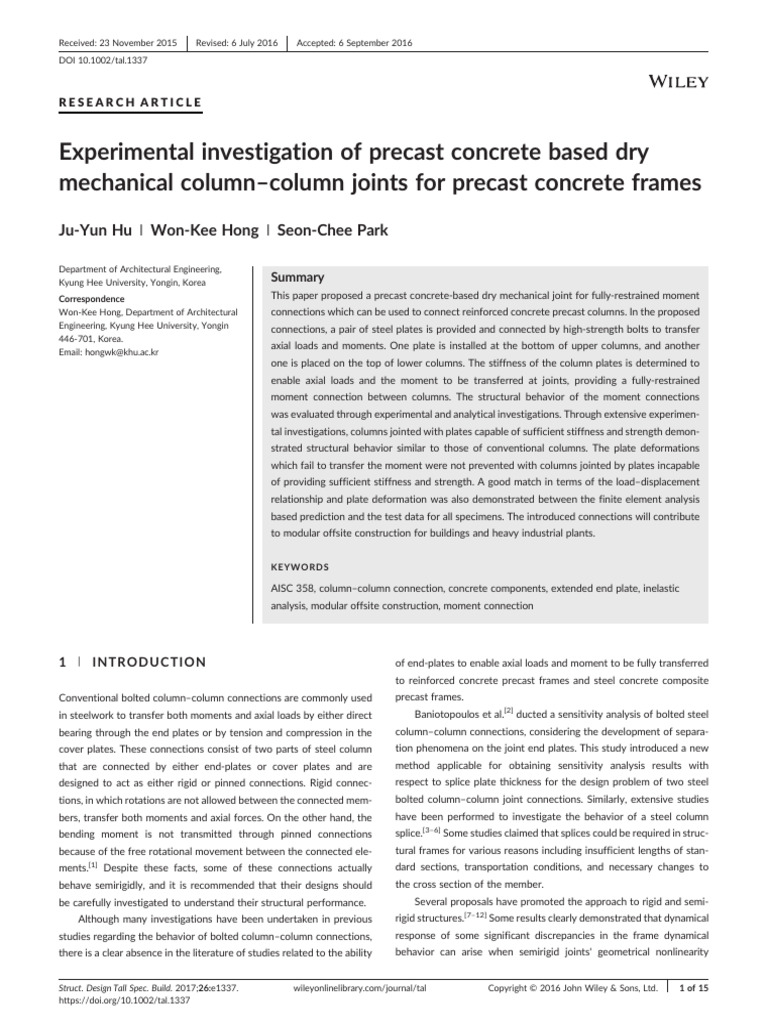 (2-3) Experimental Investigation of Precast Concrete Based Dry ...
