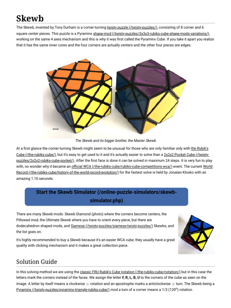 Skewb - Beginner's Solution Guide | PDF | Teaching Methods & Materials
