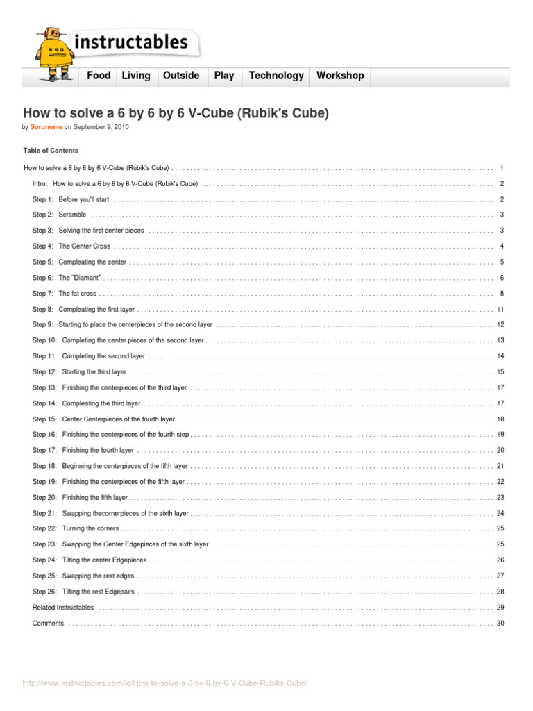 How To Solve A 6 by 6 by 6 V Cube Rubiks Cube | PDF | Logic Puzzles ...