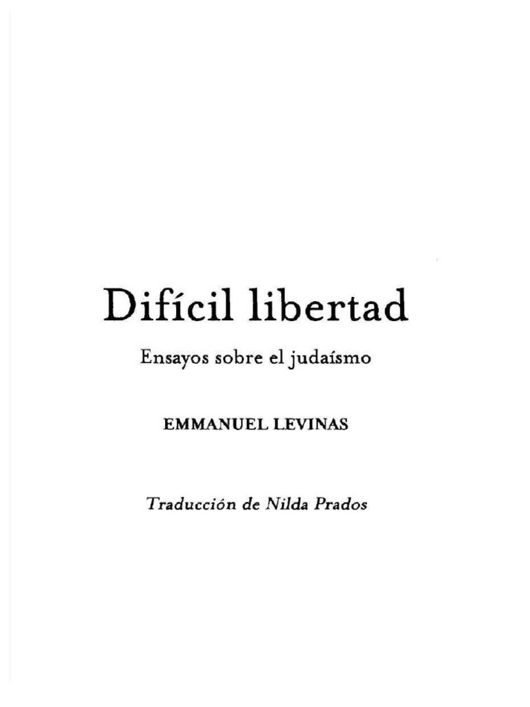 Emmanuel Levinas Dificil Libertad | PDF