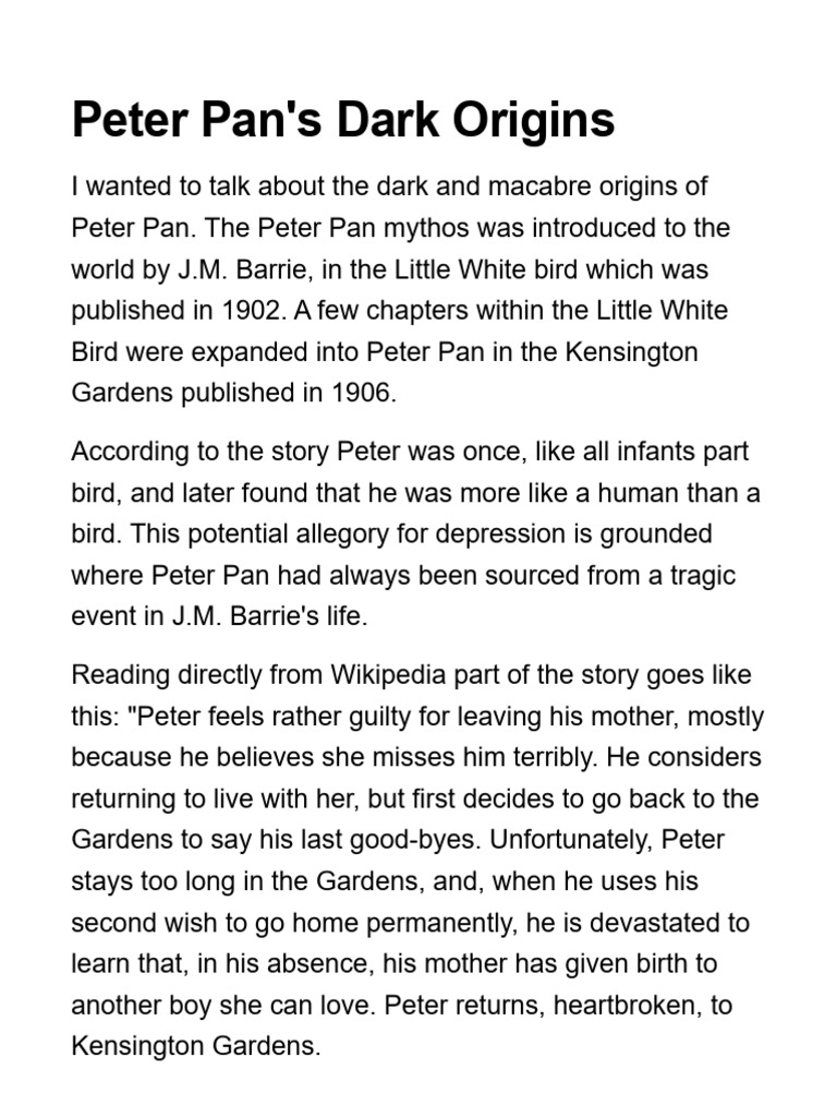 Peter Pan's Dark Origins | PDF