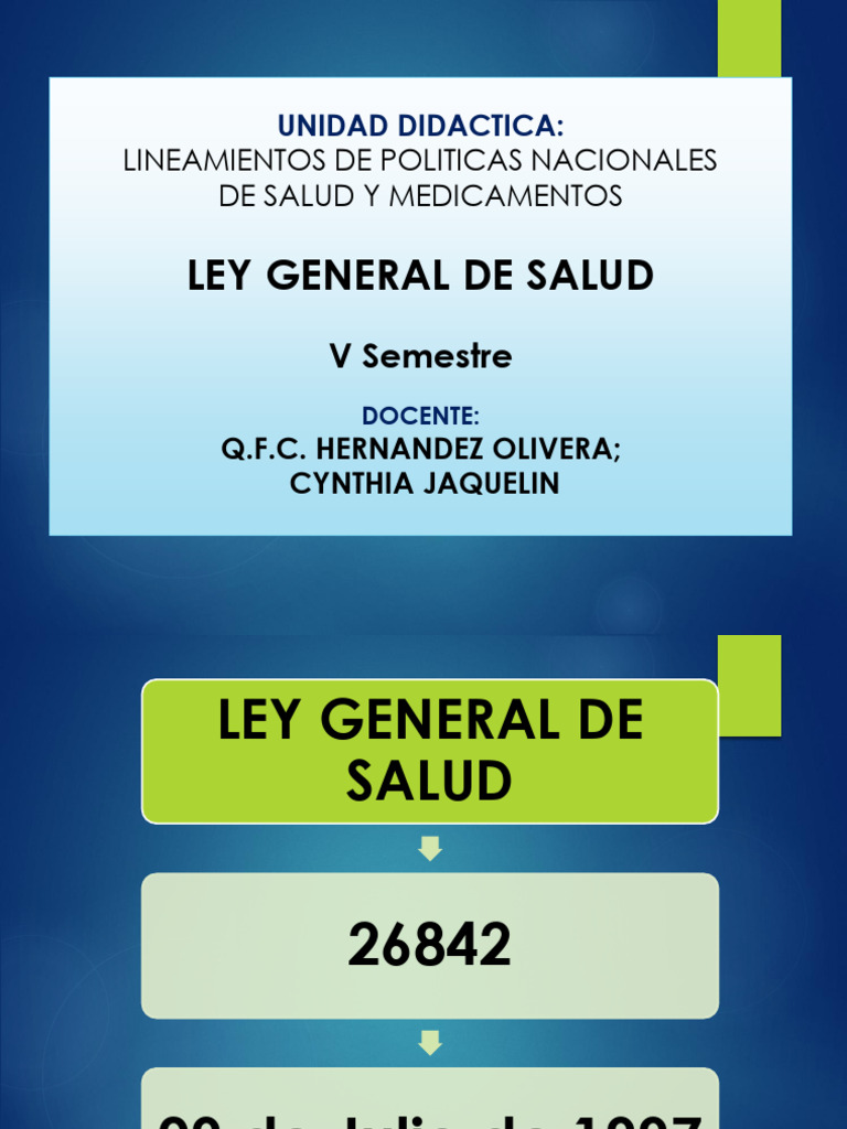LEY GENERAL DE SALUD RESUMEN Sesion2 | PDF | Cuidado de la salud | Salud pública