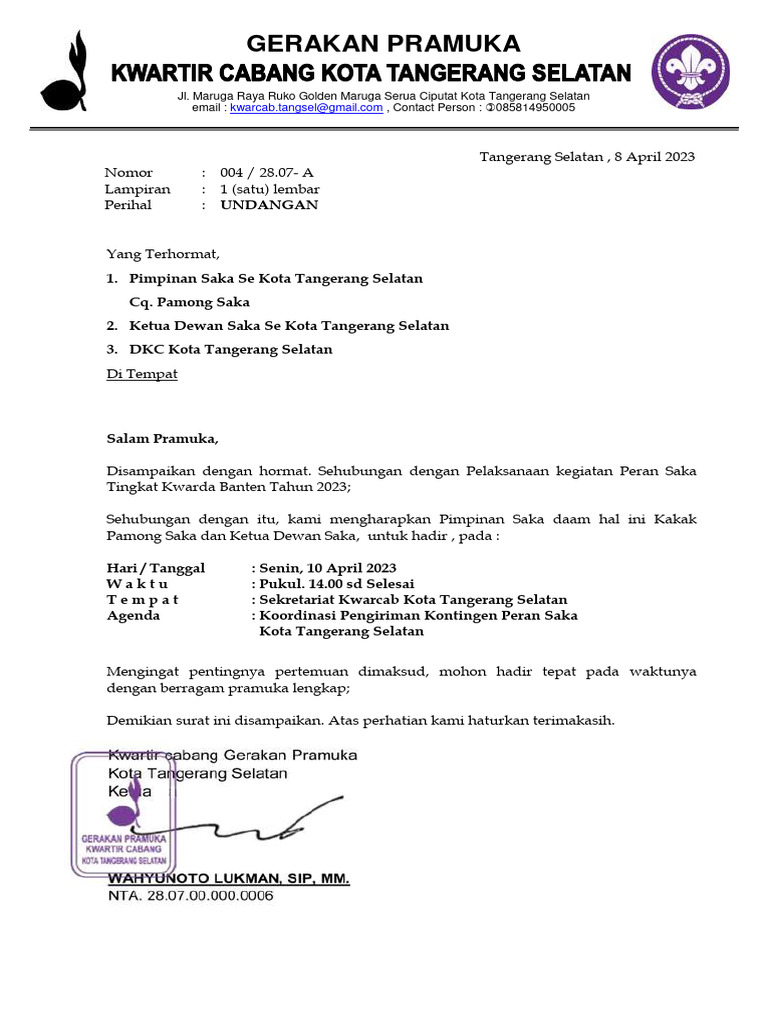 Contoh Undangan Rakor SAKA | PDF