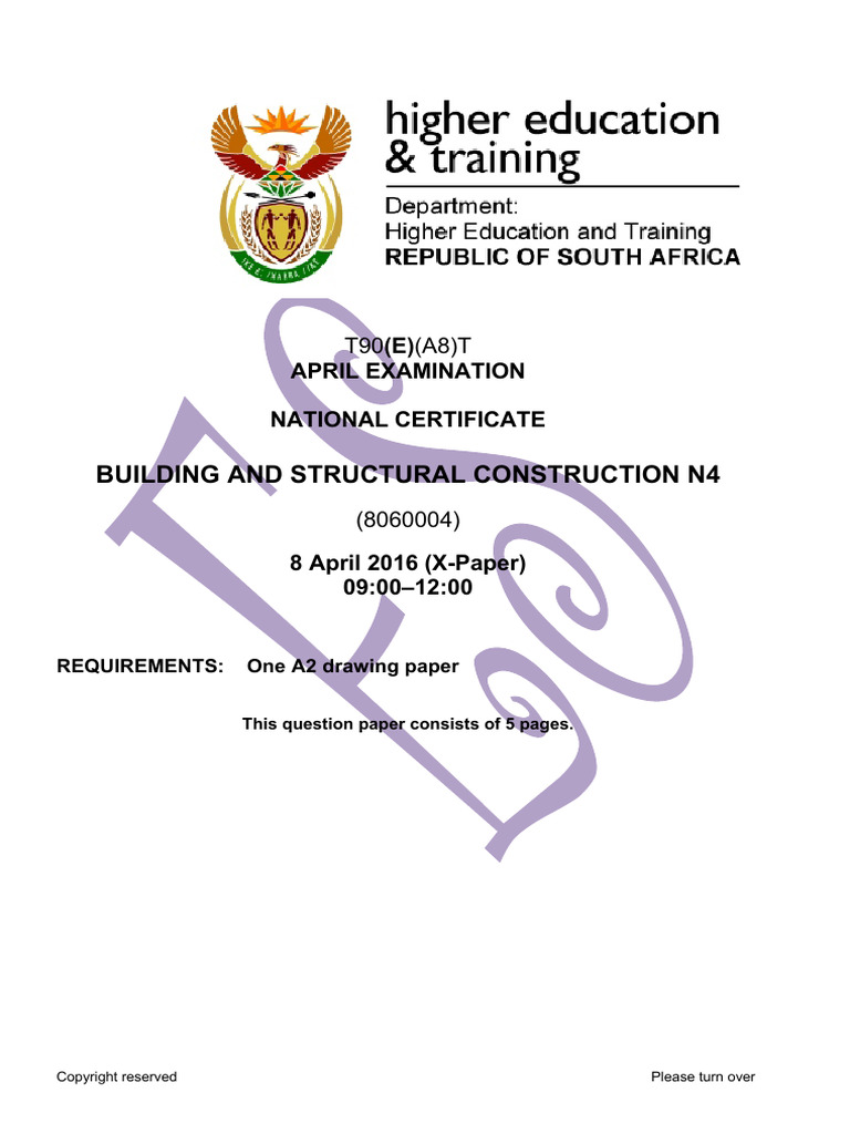 N4 Building and Structural Construction April 2016 | PDF | Building ...