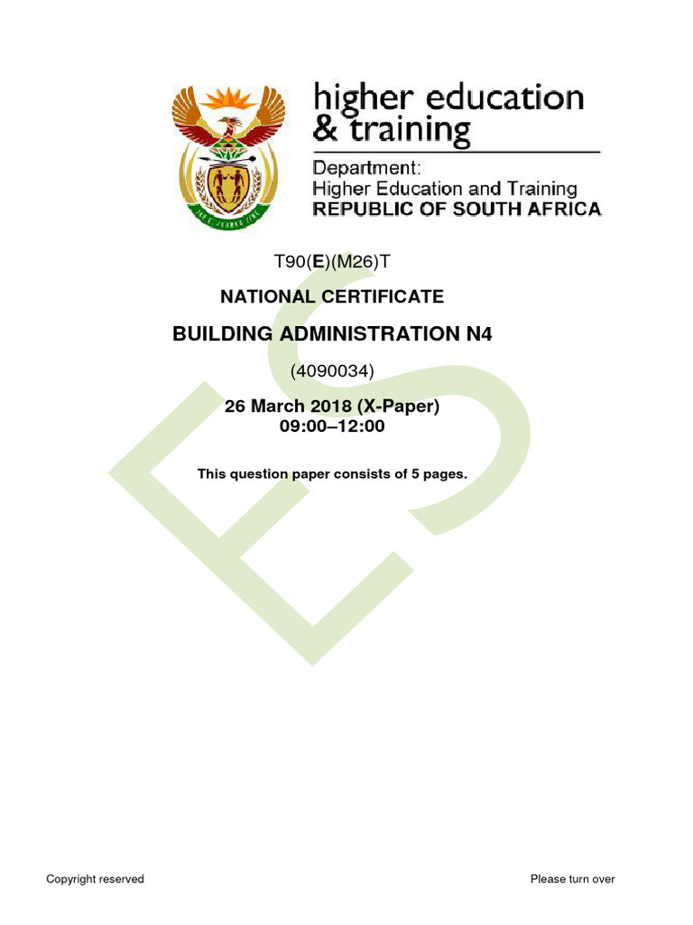 N4 Building Administration April 2018 | PDF | Business