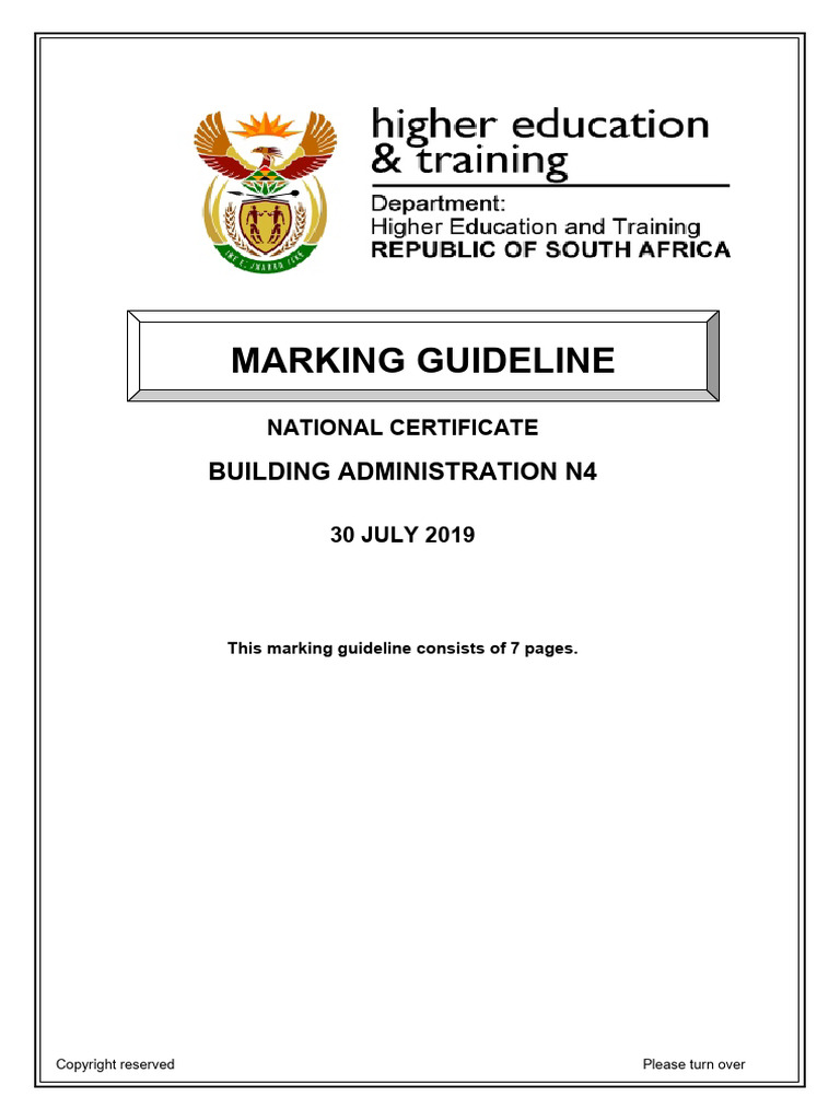 N4 Building Administration August 2019 Memorandum | PDF | Scaffolding