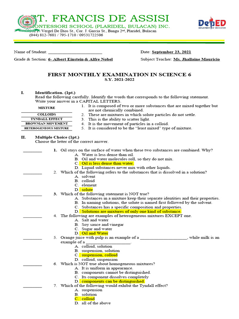 Science 6 Fm Pdf Mixture Filtration