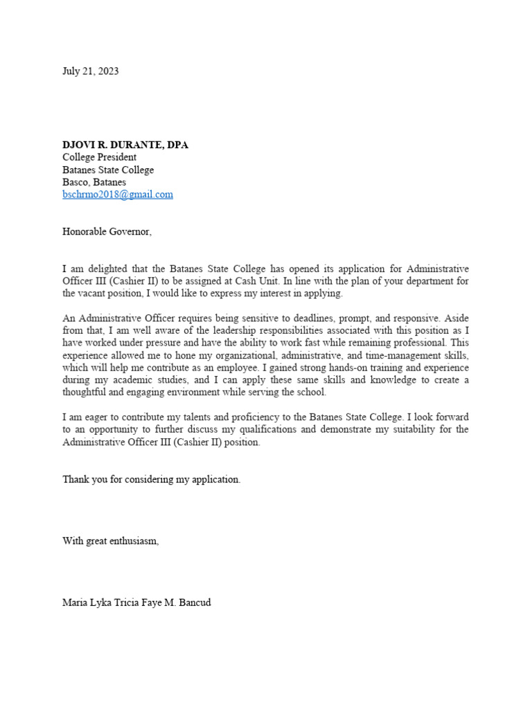 Application Letter | PDF