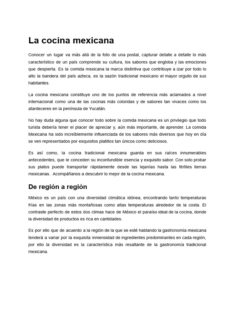 Comida Mexicana | PDF | Cocina mexicana | México