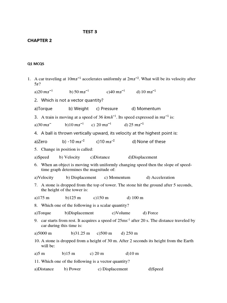 Phy Chap 2 Class 9 | Download Free PDF | Velocity | Acceleration