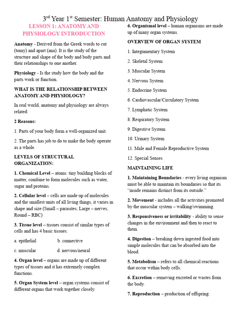 Anatomy and Physiology Introduction | PDF