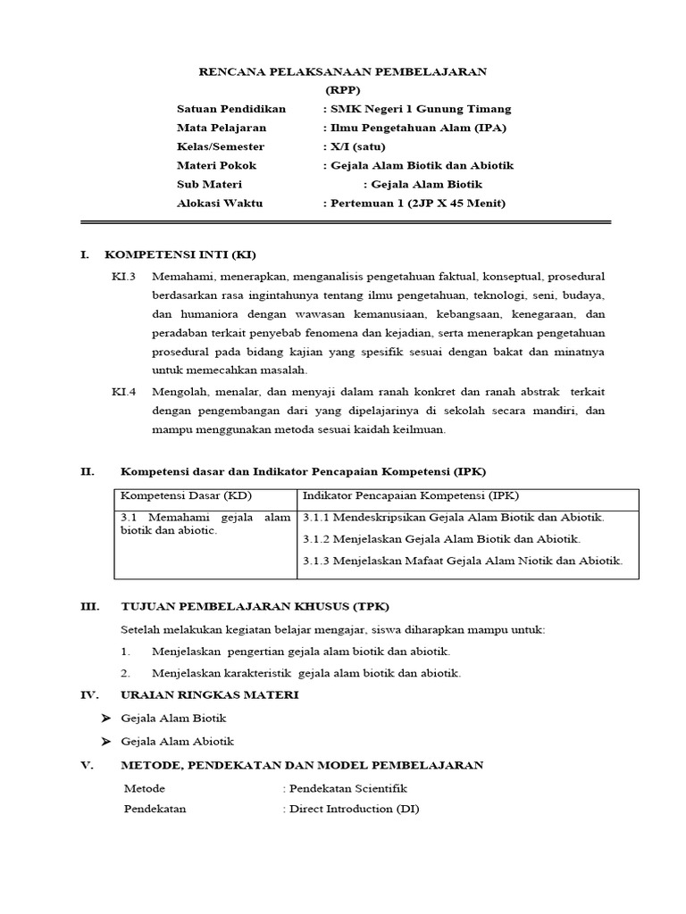 RPP Gejala Alam Biotik | PDF