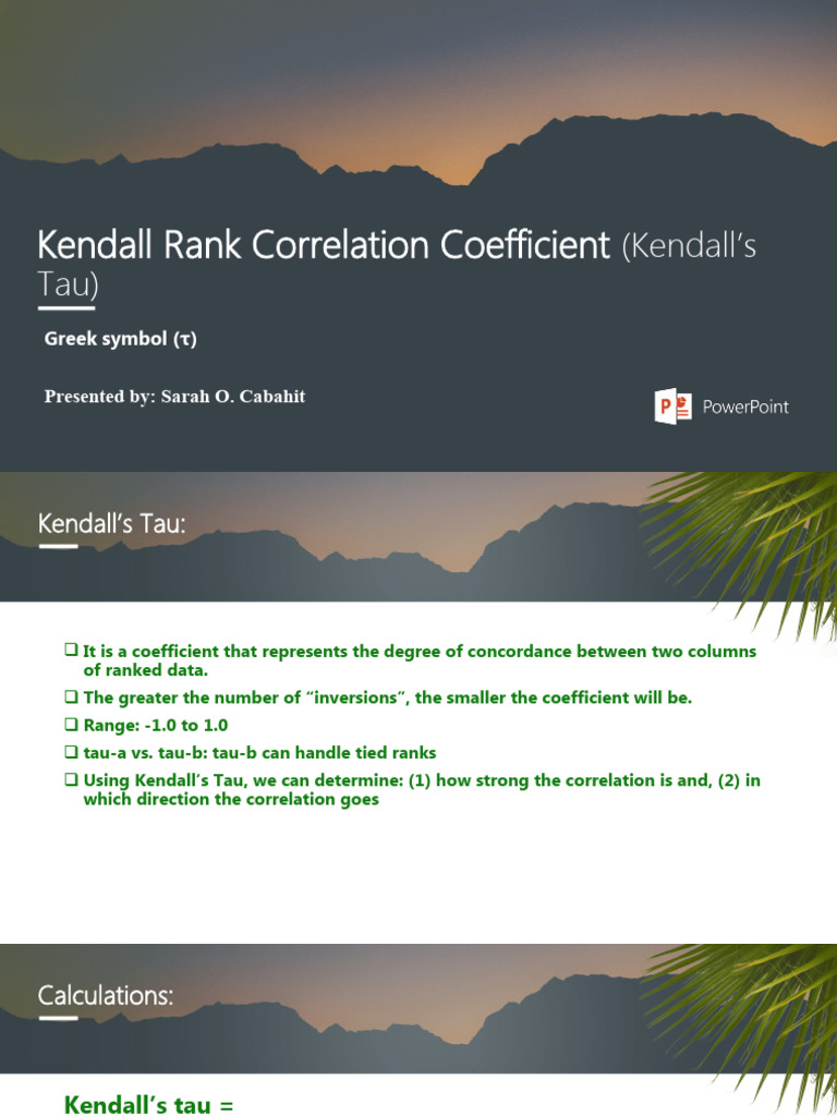 Kendall's Tau for Ranked Data Analysis | PDF | Statistical Theory ...