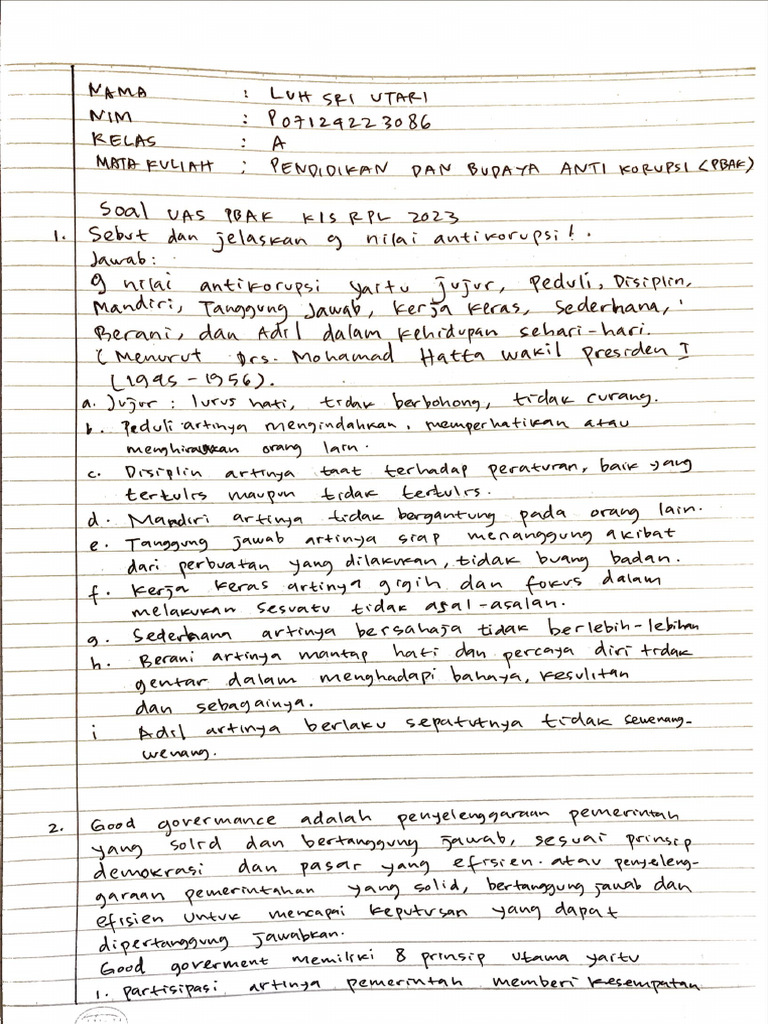 Luh Sri Utari - P07124223086 - Uas MK Pbak | PDF