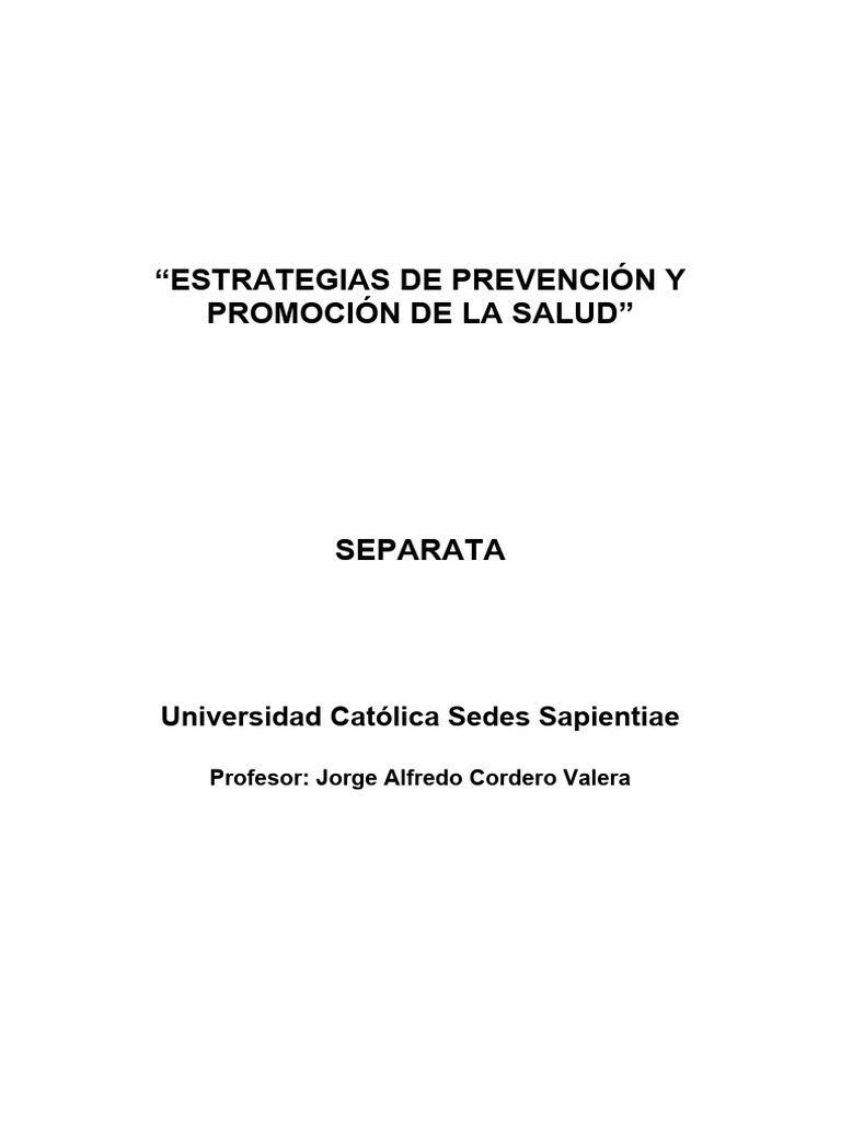 Estrategias de Prevenciòn y Promociòn de La Salud-Separata | PDF | Comportamiento | Promoción de ...