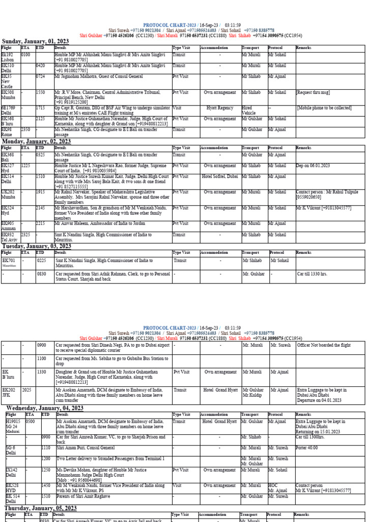 2023 Protocol Chart for VIP Flights | PDF | Government