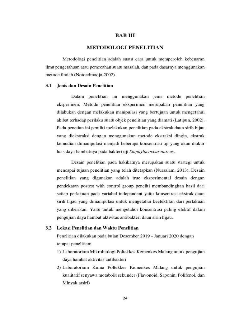 Bab Iii Metodologi Penelitian: 3.1 Jenis Dan Desain Penelitian | PDF