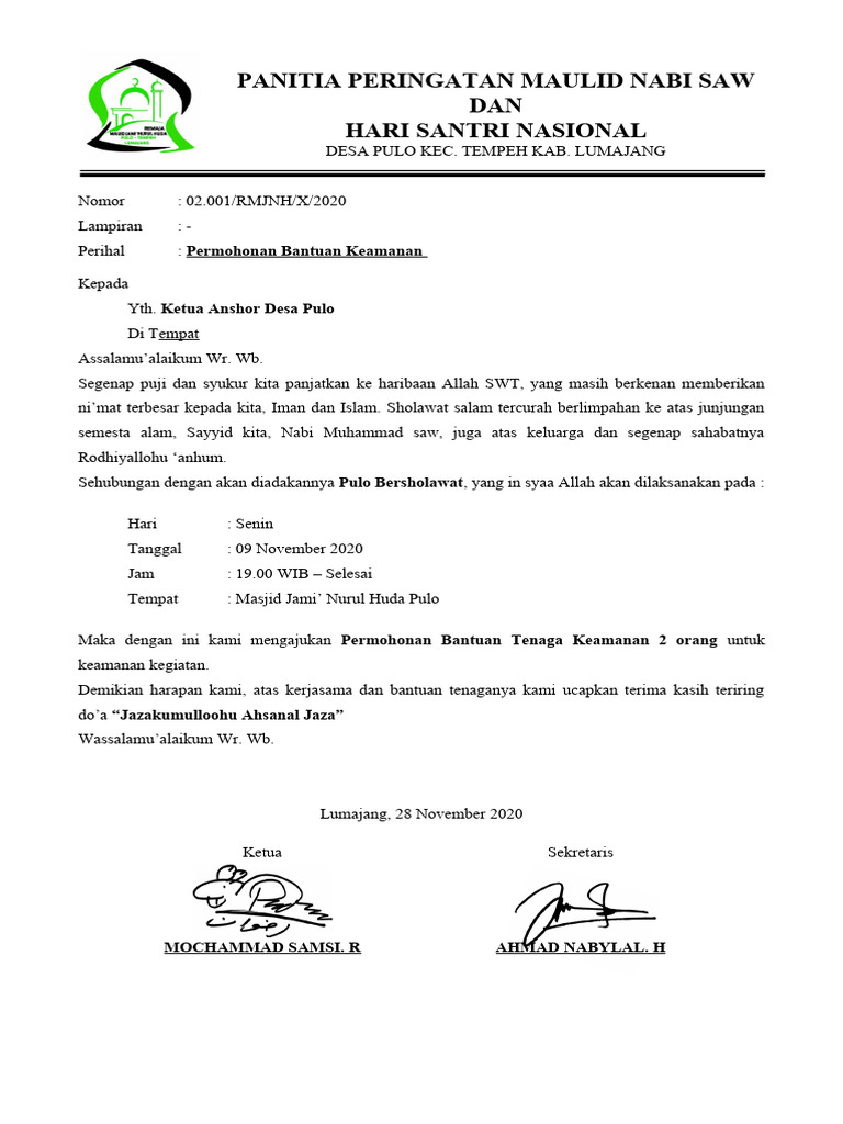 Surat Permohonan Keamanan | PDF