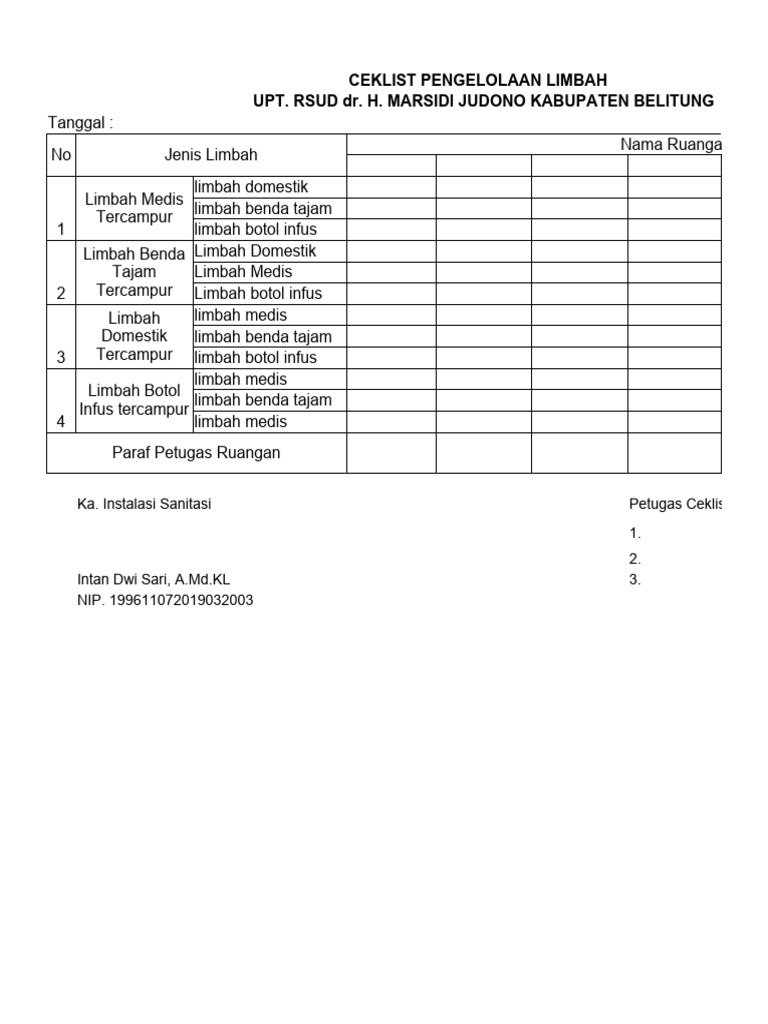 Ceklist Limbah | PDF