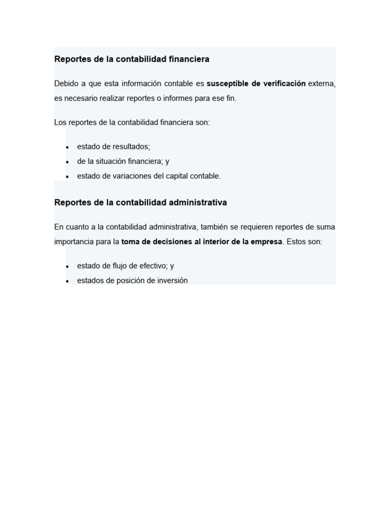 Reportes de La Contabilidad Financiera | PDF