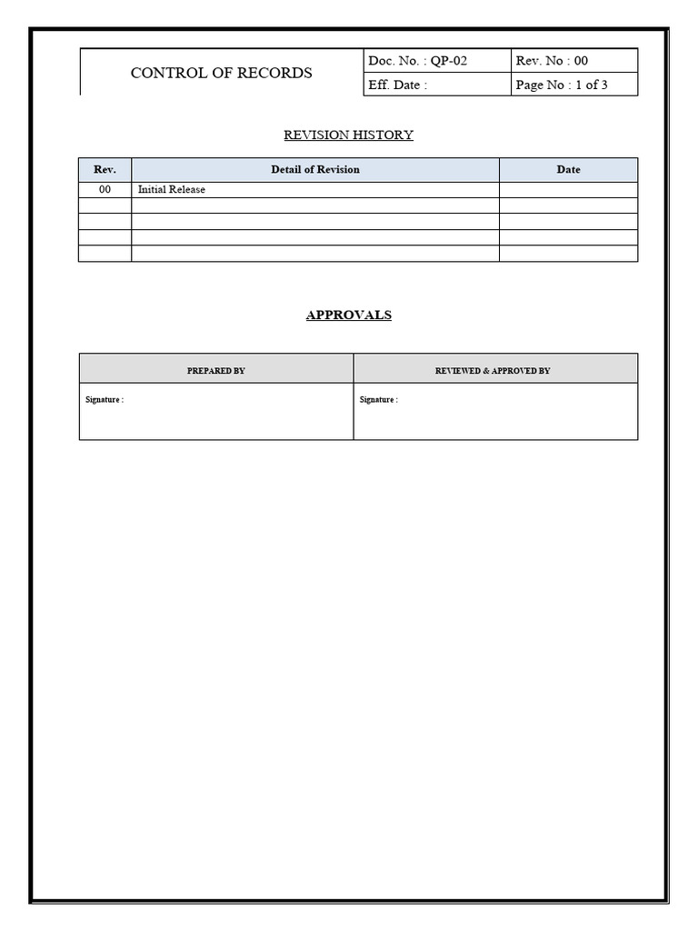 Quality Records Control Procedure | PDF | Computing