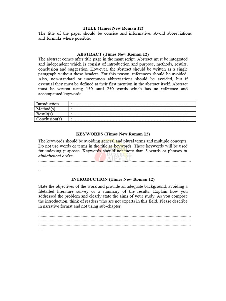 Manuscript Template Jurnal Research Aipviki | PDF | Wellness